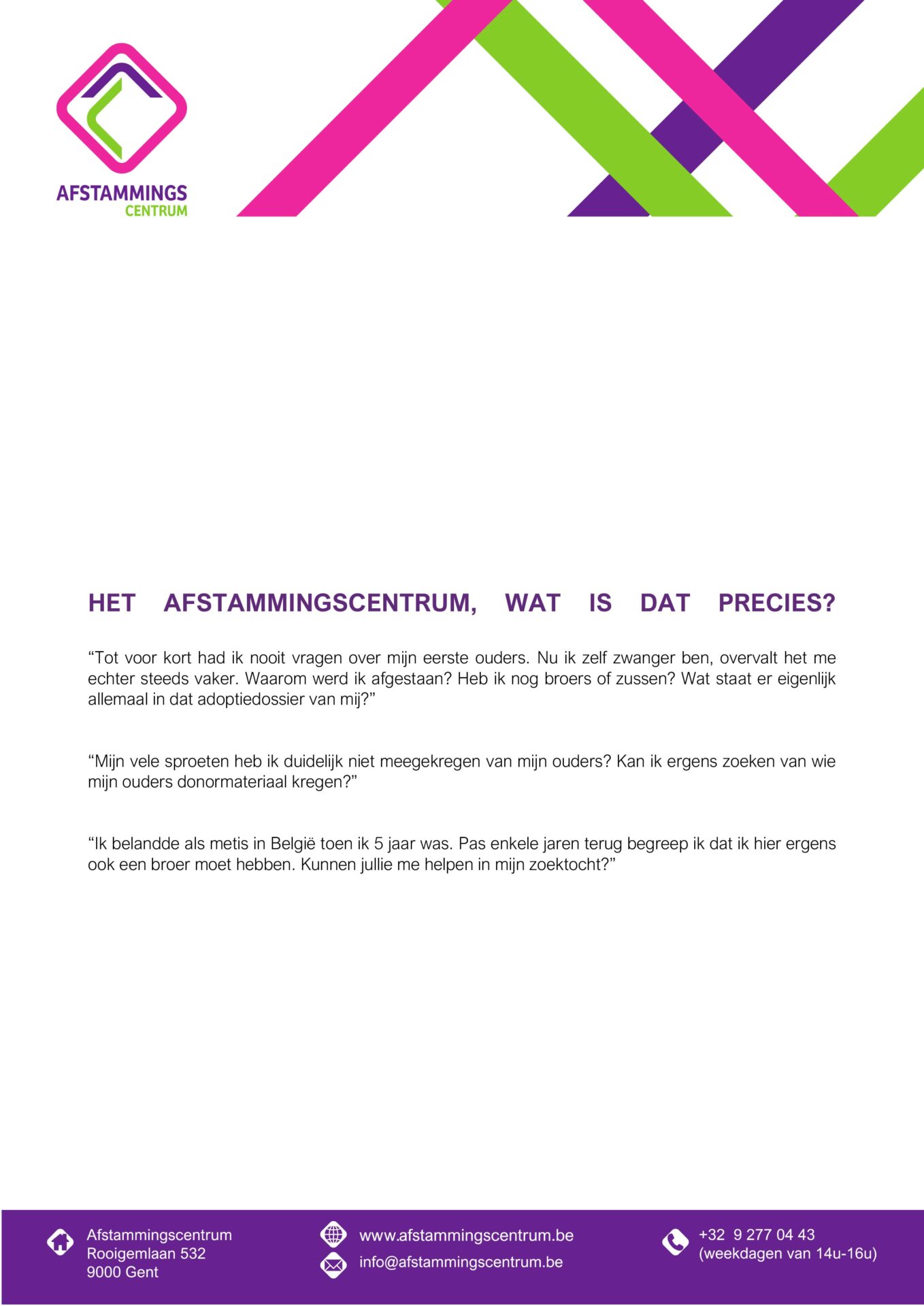 Algemene Informatie Brochure - Afstammingscentrum